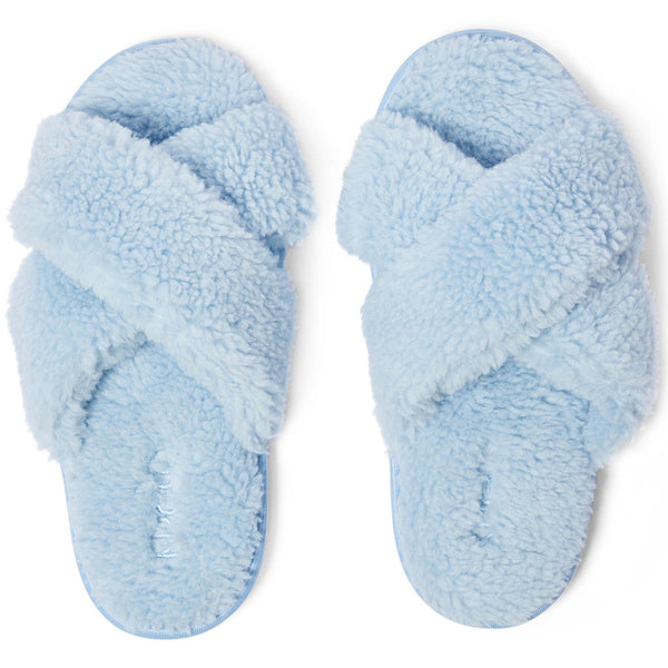 Egg Shell Blue Boucle Slippers - Woodend General